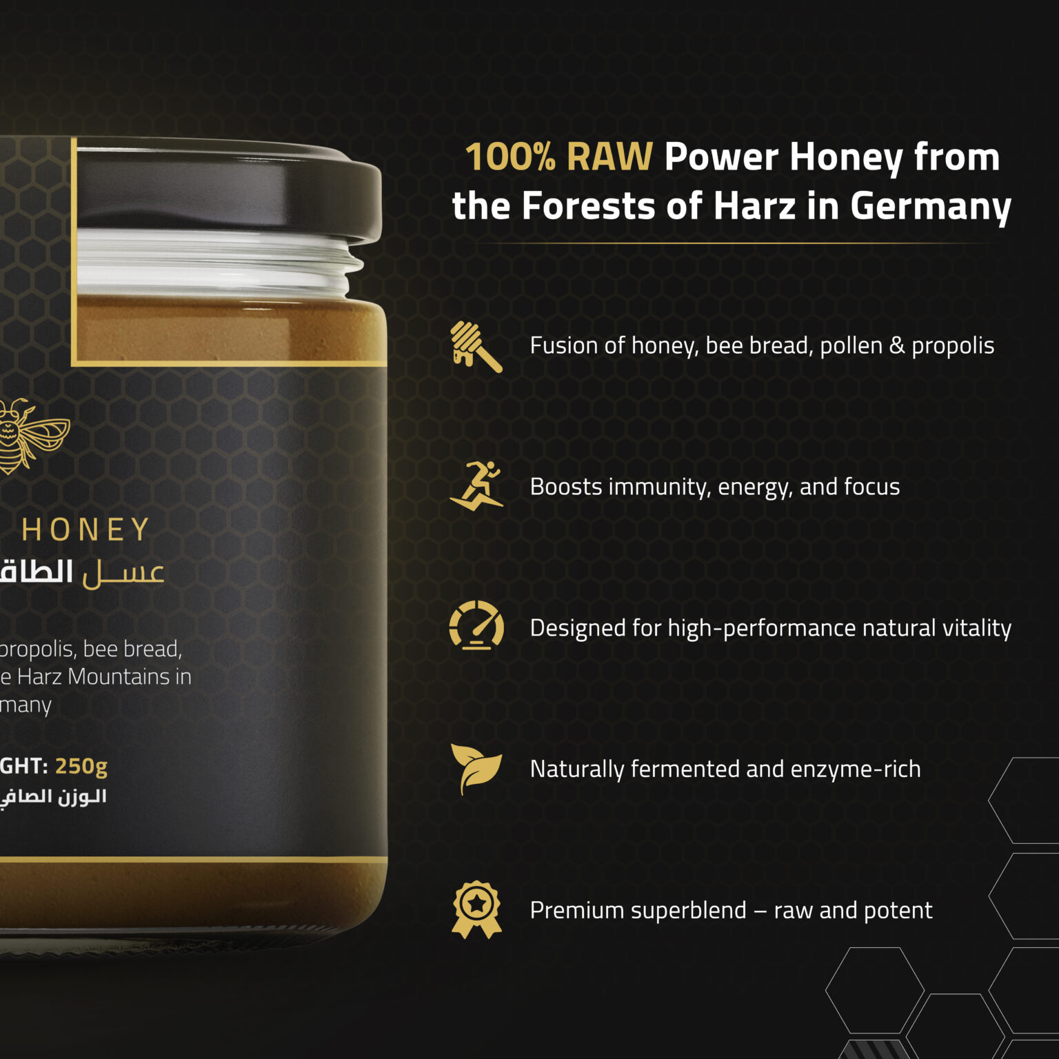 Power Honey – Premium Blend of Raw Honey, Pollen, and Propolis